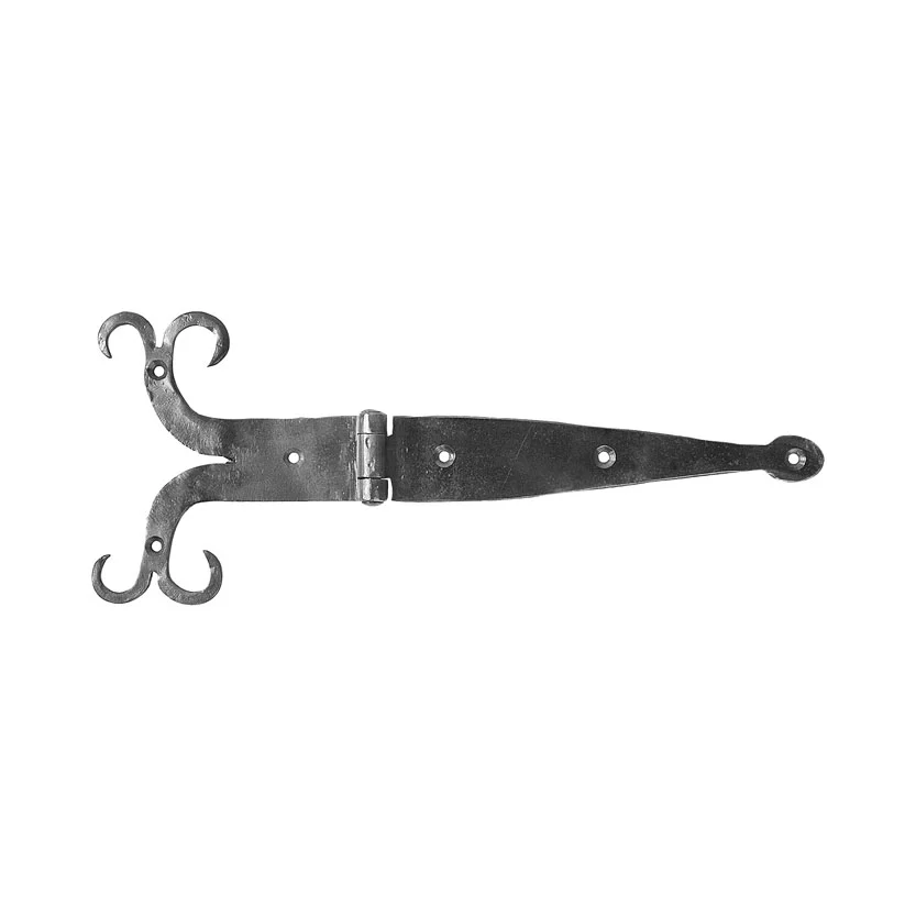 Hand Forged Steel Strap Hinge, Double Curl. 1/8" Thick, 14-9/16" W, 5-7 ...
