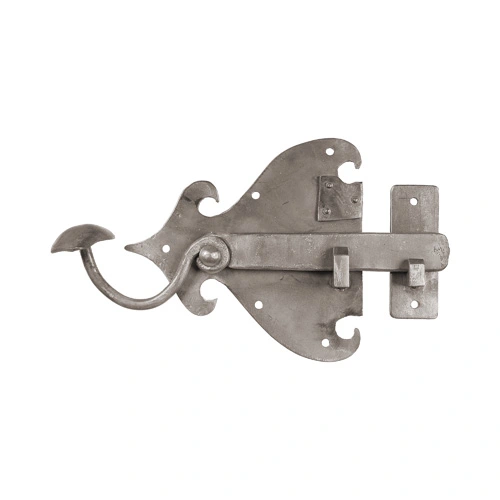 Fancy Gate Latch, Rugged Weldable Steel, Mounting Bracket, Black Finish.