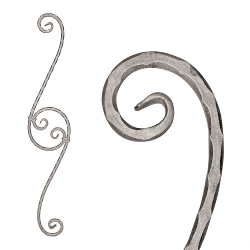 Forged Steel Panel, Double S Scroll Banded. 6-5/16" W, 33-7/16" H, 4. ...