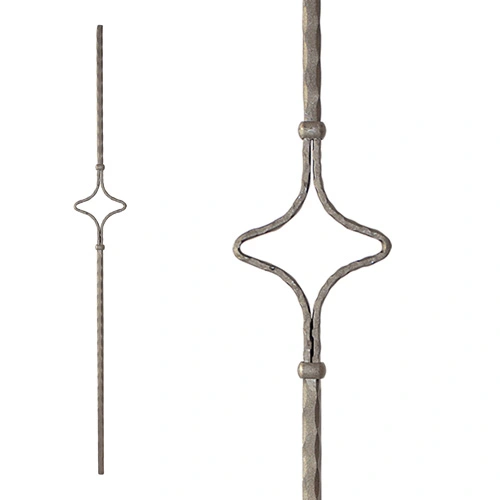9/16" Sq Hmrd Forged Steel Baluster w/Single Diamond 45 1/4" H