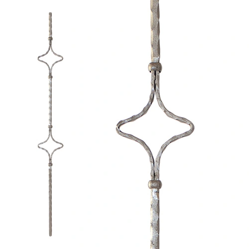 9/16" Sq Hmrd Forged Steel Baluster w/Double Diamonds 45 1/4" H