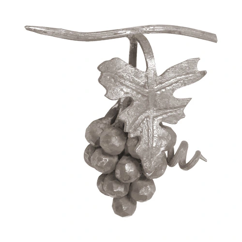 Forged Steel Grape Cluster with Leaf. 5/16" Stem, 3-9/16" Cluster W, 6 ...