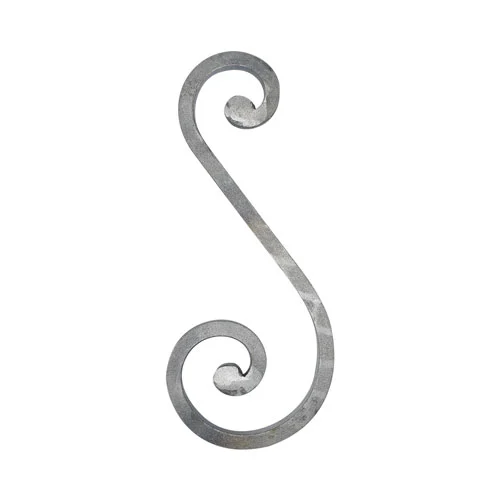 Forged Steel S Scroll with Hand Forged Ends. 5-7/8" W, 11-13/16" H, 2. ...
