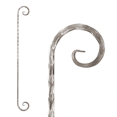 1/2" Sq Hmrd Steel Baluster Double Scrolled Ends Baluster 35 7/16" H