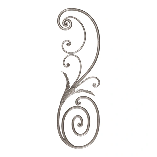 (U3) Forged Steel "S" Scrollwork with Swril and Leaves. 31-7/8" Height ...