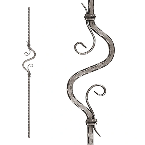 Forged Steel Baluster, Center Design w/ Collar. 45-1/4" H, 3.42 lbs