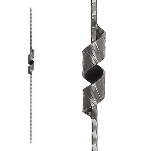 9/16" Sq Hmrd Forged Steel Baluster w/2" Wide Flat Twist 45 1/4" H