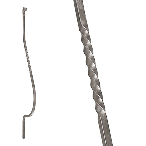 Forged Steel Balcony Baluster, Center Twist with Scrolled End. 3/4" W ...