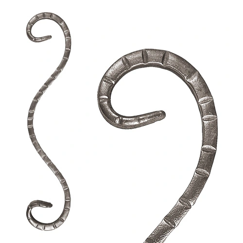 Hammered Steel Scroll with Scored Sides. 1-15/16" W, 9-1/4" H, .444 lbs