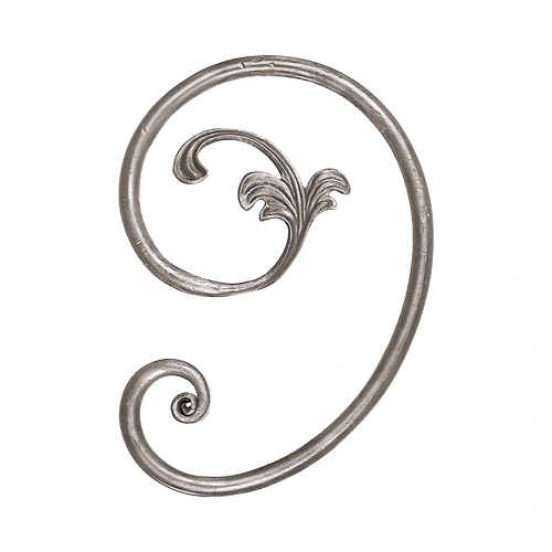 Forged Steel C Scroll with Leaf, Left Side. 8-1/4" W, 11-7/16" H, 1.83 lbs