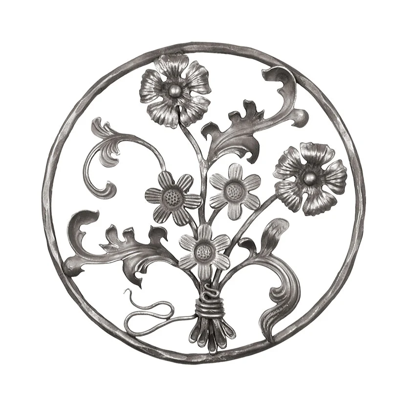 Forged Steel Round Panel, Floral Design. 17-11/16" Diameter, 11.422 lbs ...