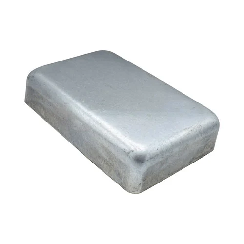 Galvanized Steel Rect Post Cap Fits Over 3"x2", Flat Top