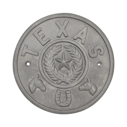 Cast Iron Medallion, State of Texas, 7-11/16" Diameter, 3/8 Thick ...