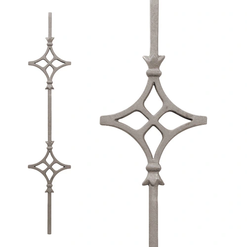 16mm Ductile Iron Baluster, Center Hollow Cross Design. 4-3/4" W, 44" H ...