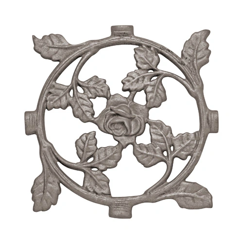 Cast Iron Rose Medallion, Double Faced. 8" W, 8" H, 2.43 lbs