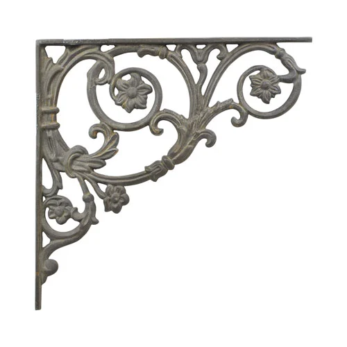 Cast Iron Corner Bracket, Passion Flower, Double Faced. 17-1/4"W, 16-3/ ...